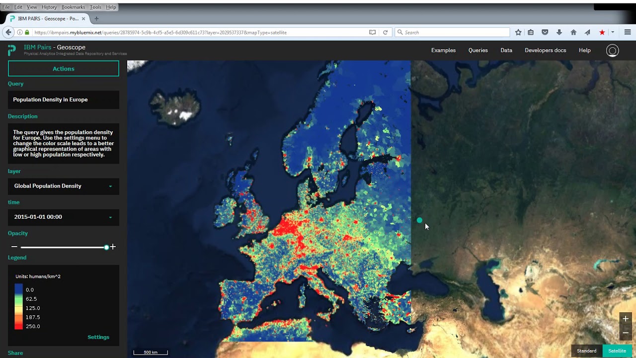 Query for a Rectangular Area: Population Density in Europe