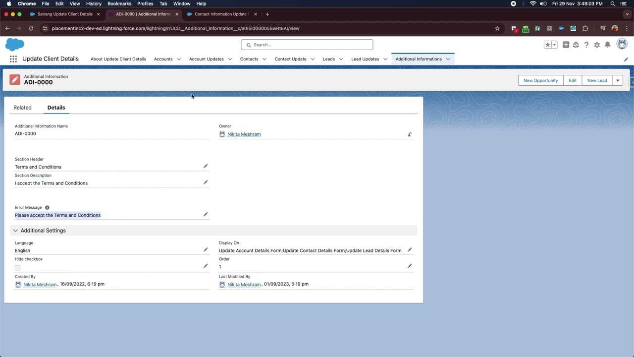 Salesforce Update Client Details - Consent Form