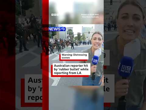 LA protests: Australian correspondent hit by 'rubber bullet'. #LA #Shorts #BBCNews