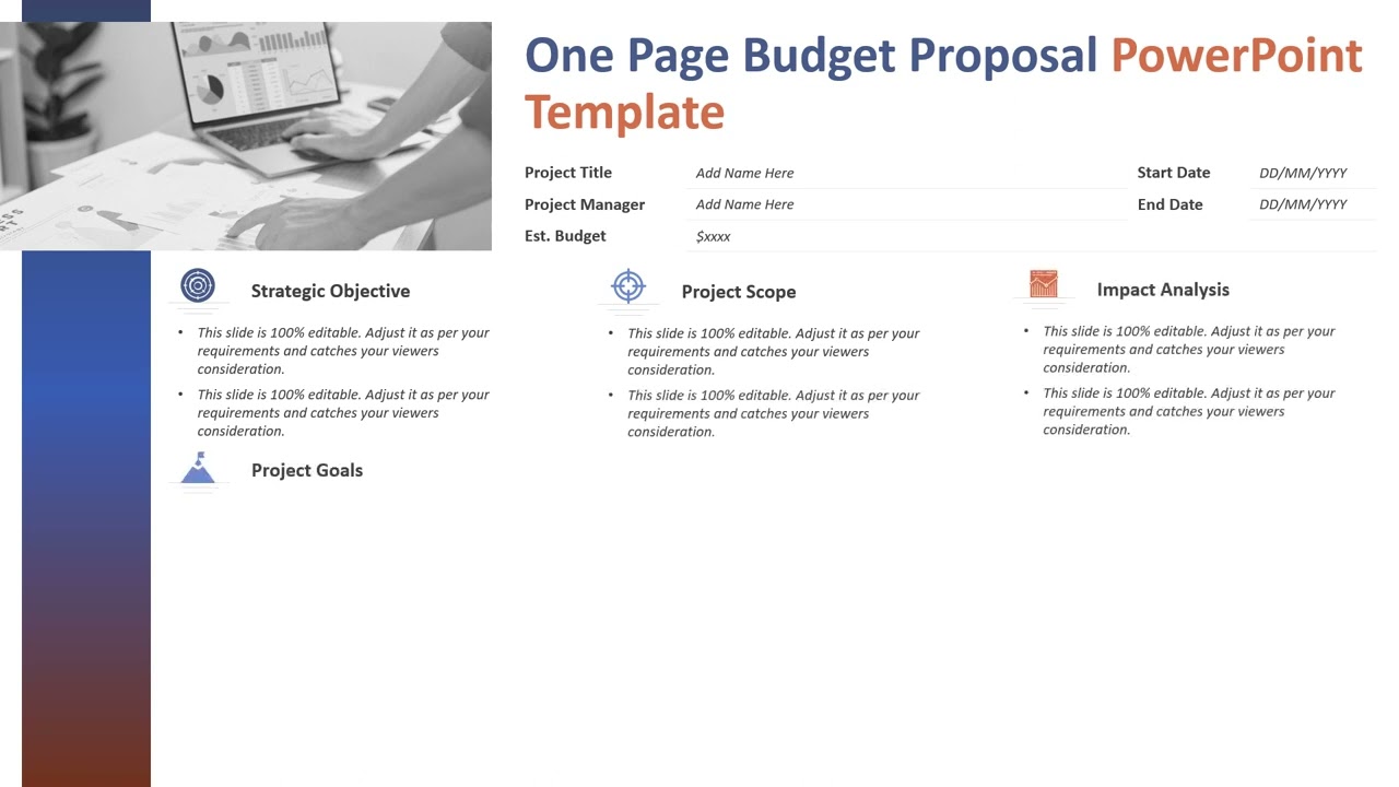 One Page Budget Proposal PowerPoint Template | Kridha Graphics