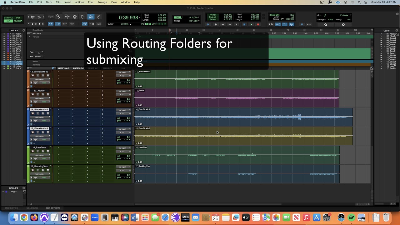 Pro Tools Routing Folder setup for submixing