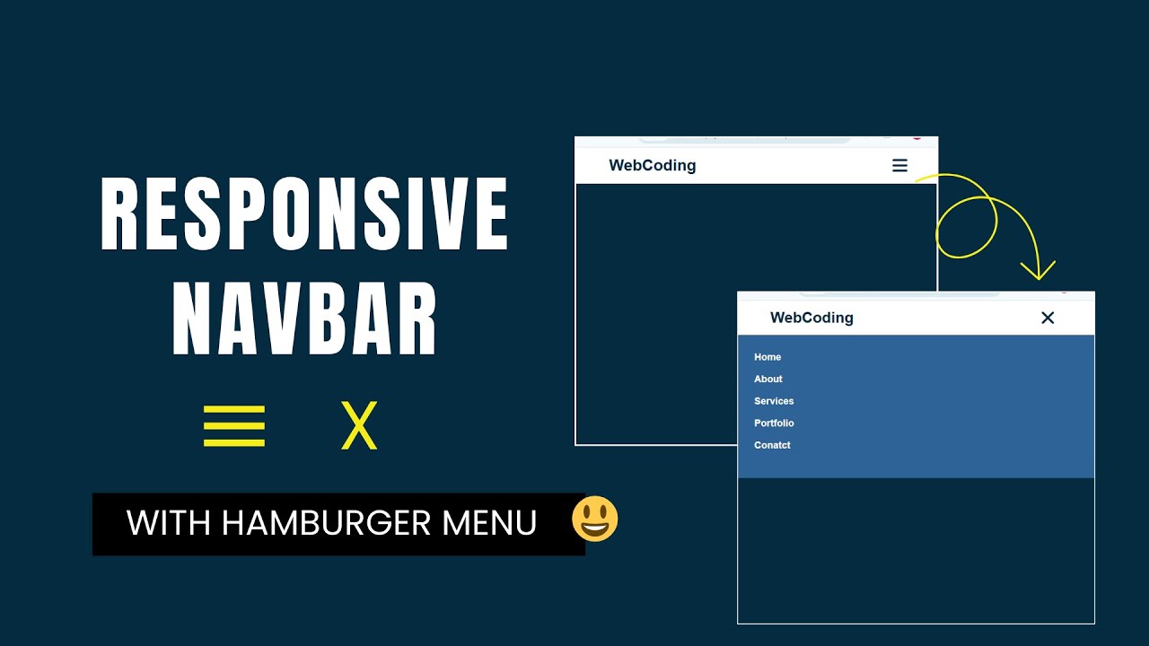 Responsive Navbar Using HTML CSS & JavaScript 🔥| Hamburger Menu | HTML CSS JavaScript Tutorial