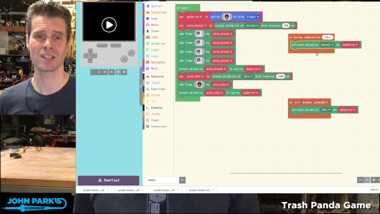 MakeCode Minute: Arcade Button Combos @adafruit @johnedgarpark #adafruit @MSMakeCode #makecode