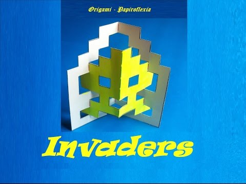 Pop Up. Origami - Papiroflexia. Space Invaders in 3D. | Manualidades