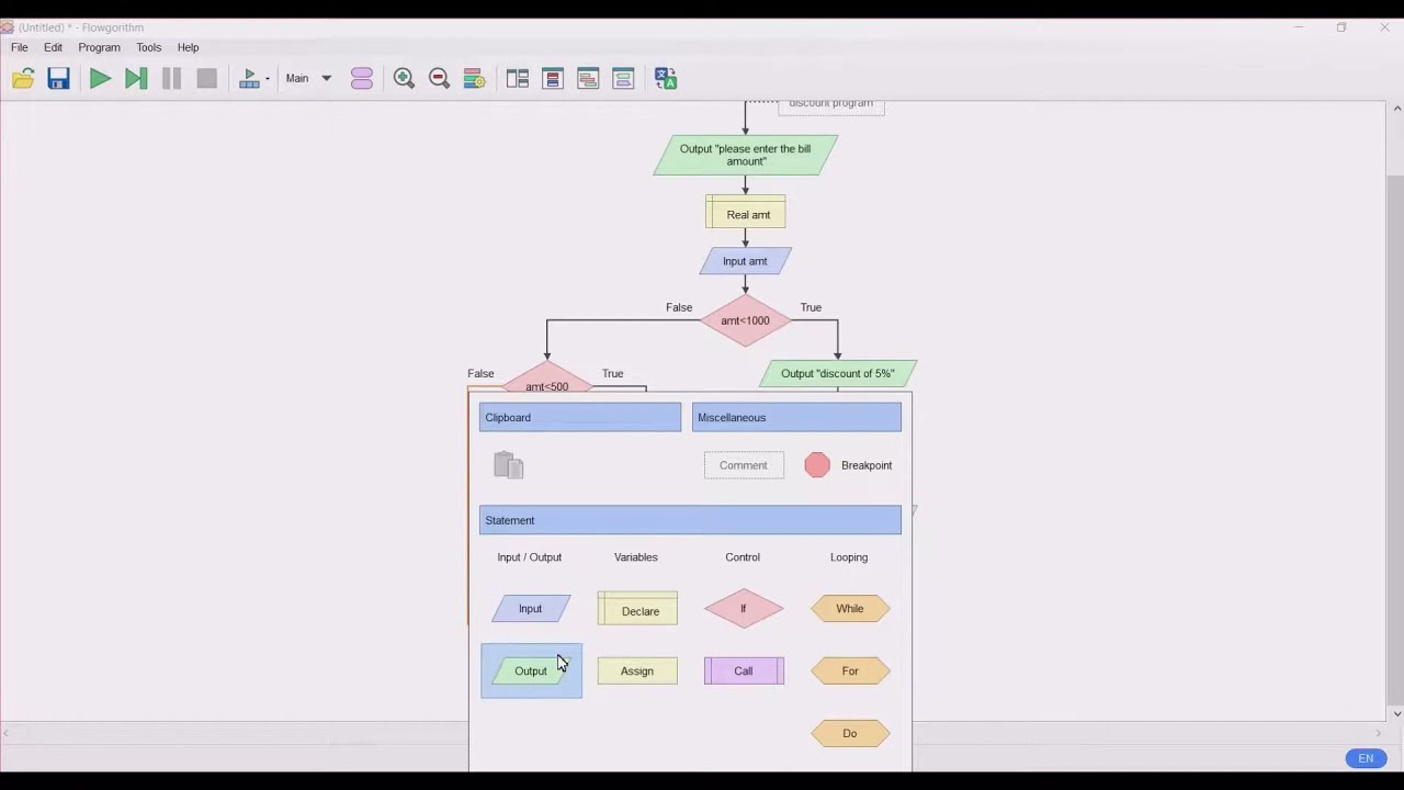 discount program using flowgorithm || tech with triple j