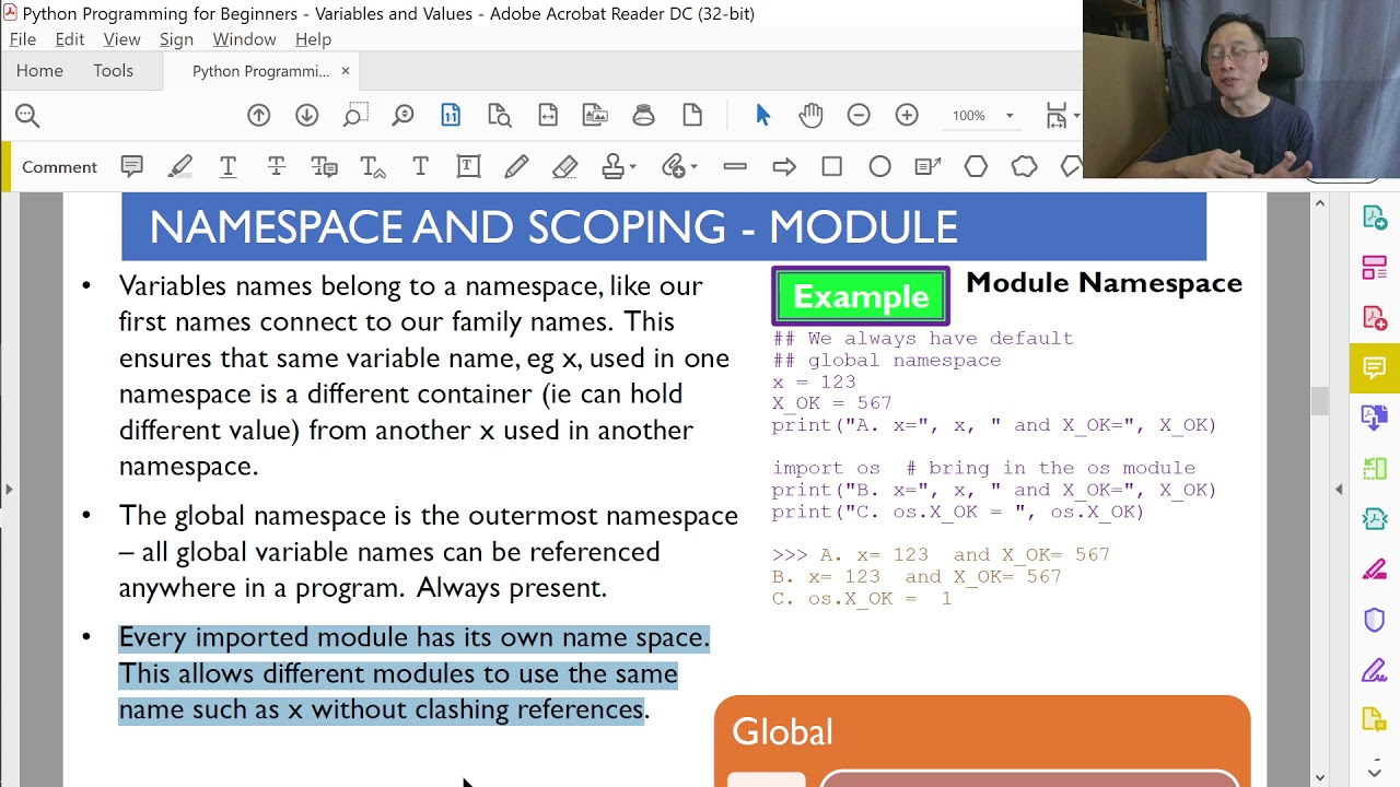 Python Programming - Variables And Values T02 - Namespace And Scoping (Part 1/2)