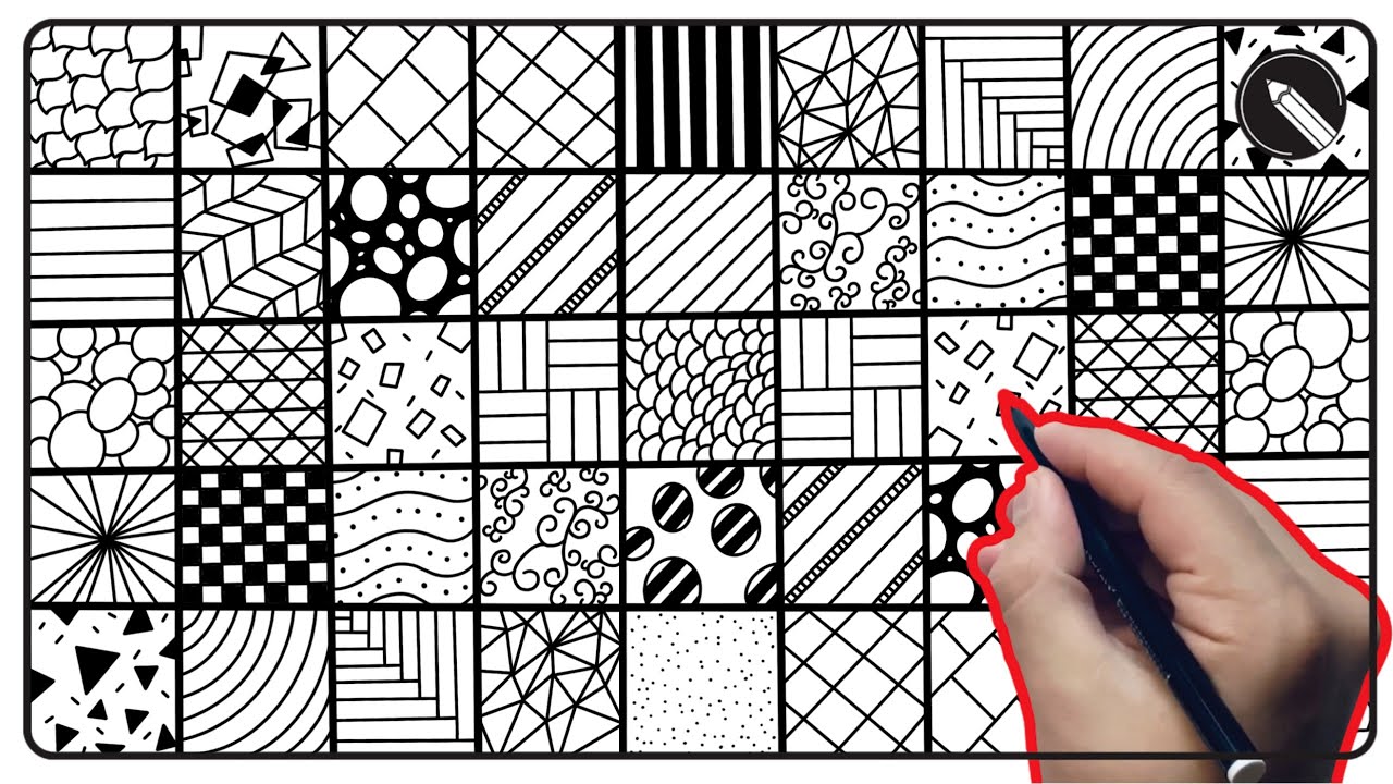 How to Draw 25 Different Patterns & Textures Step by Step ✍🏼 Easy Tutorial For Beginners