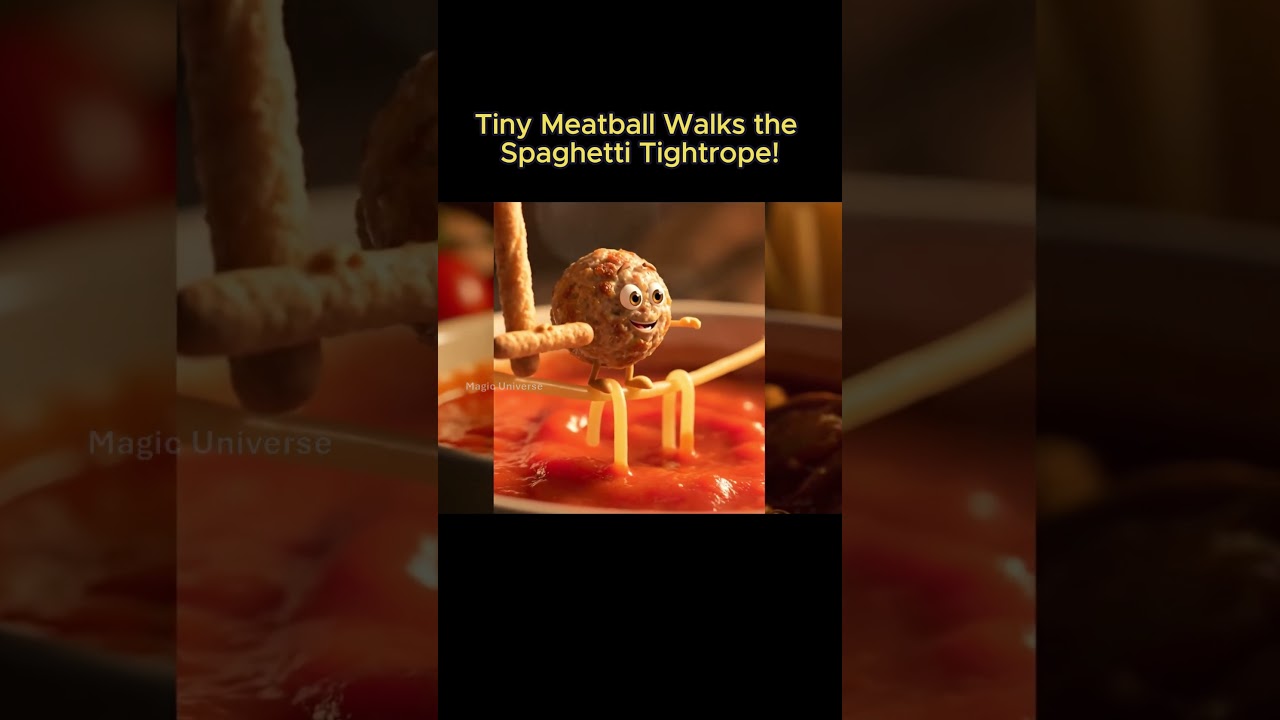 Epic Food Animation 🍝 Tiny Meatball Walks the Spaghetti Tightrope | Pixar-Style Short Film