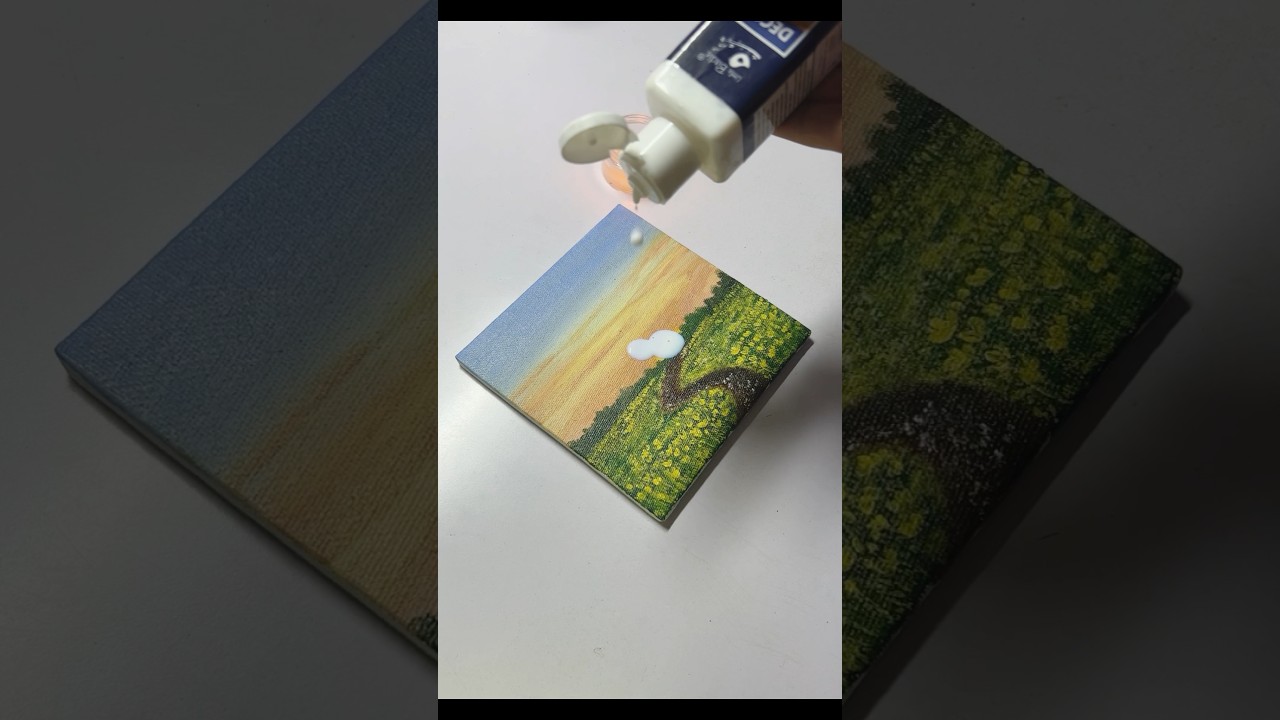 Gloss varnish on acrylic paintings✨#shorts