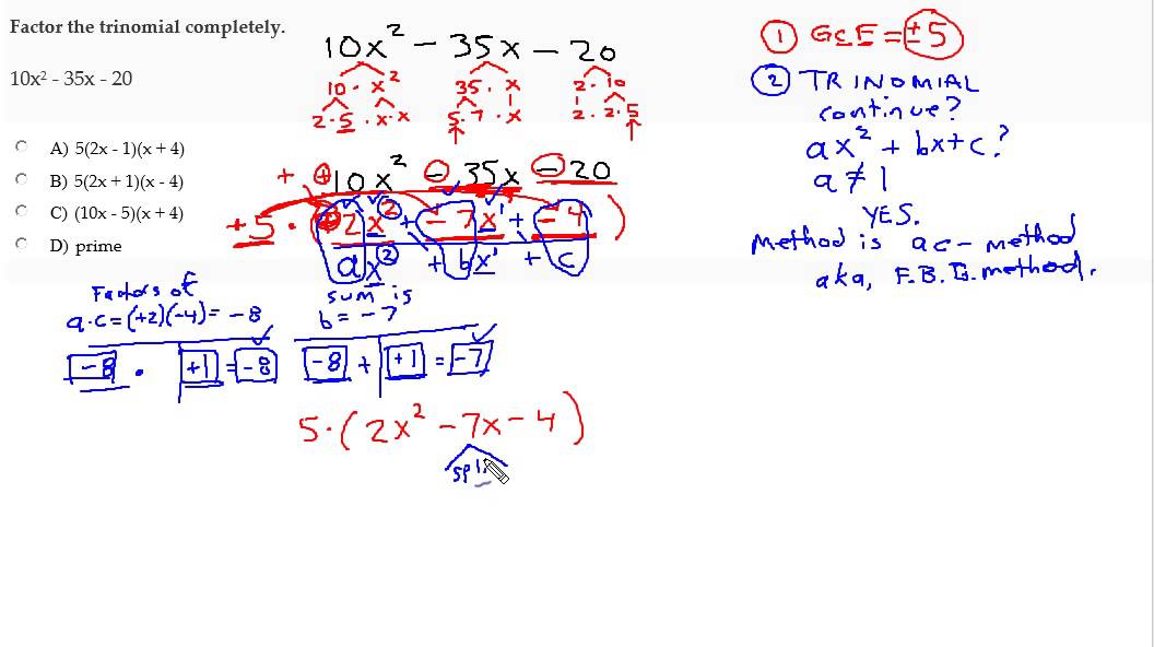 Factor a Trinomial Using ac Method with GCF