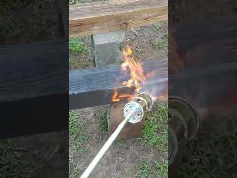 flame treatment on a pine beam