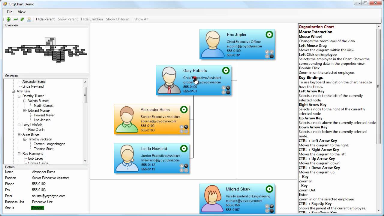 Organization Chart Demo [yFiles.NET]
