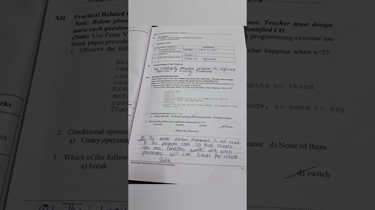 OOP Practical no 2 Manual Writing #shorts