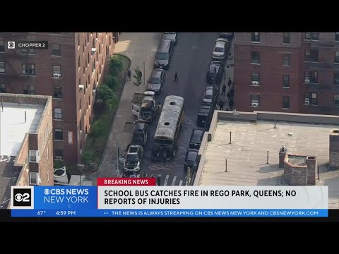 School bus catches fire in Rego Park; no injuries reported