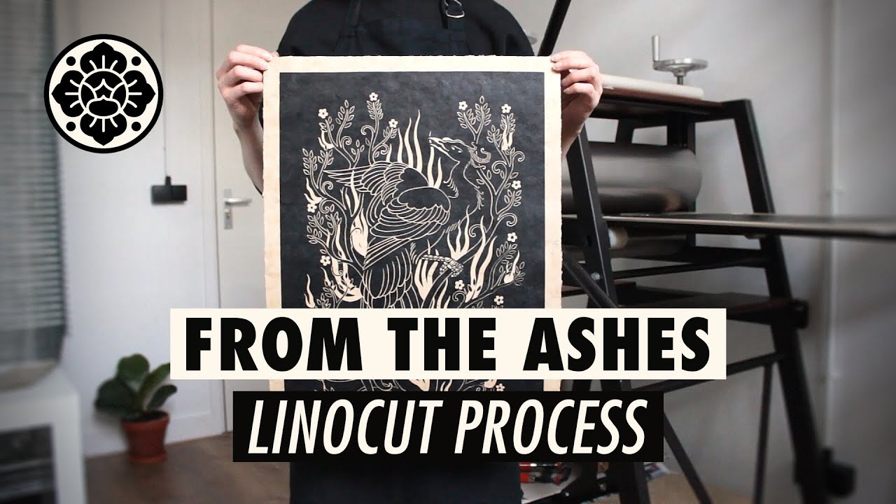 Linocut carving and printing process by Maarit Hänninen #linocut #printmaking #artprocess