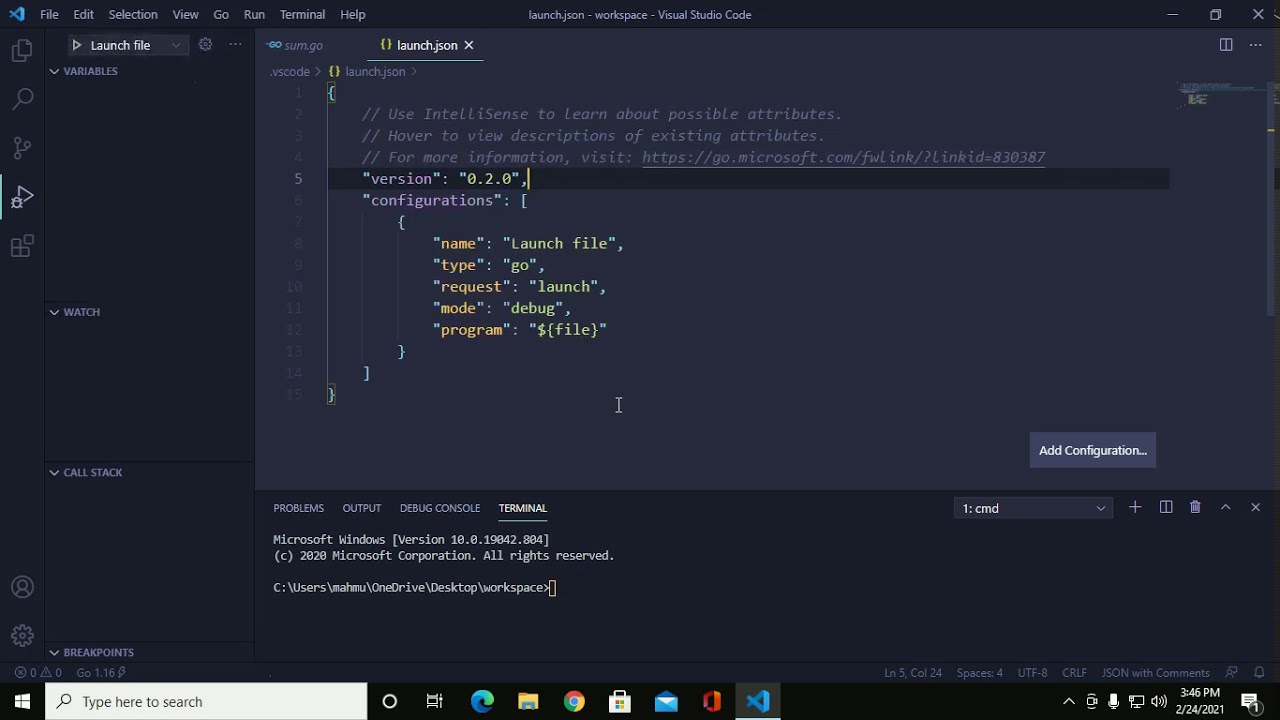 How to debug GO program with visual studio code