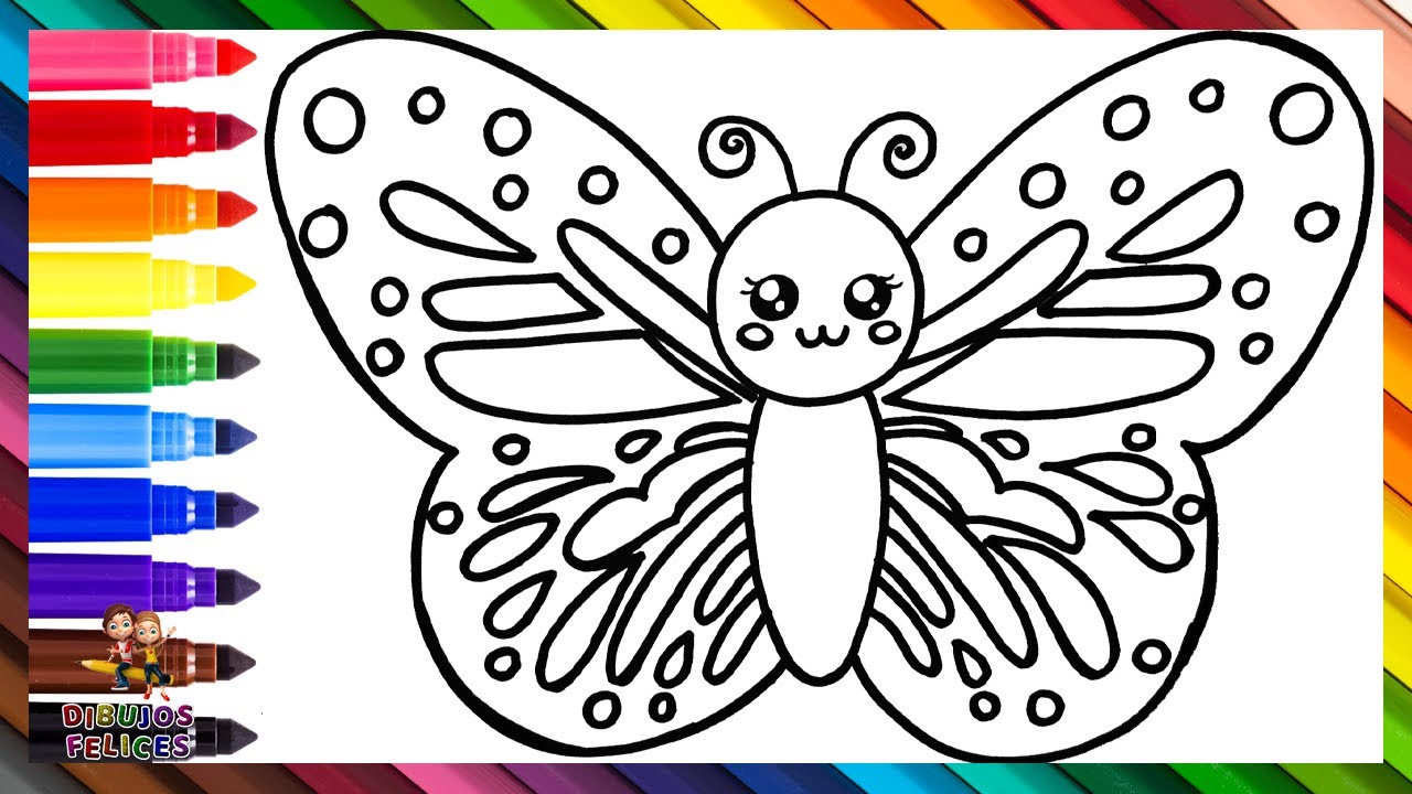 Cómo Dibujar Una Mariposa 🦋 Dibuja y Colorea Una Linda Mariposa 🦋🌈 Dibujos Para Niños