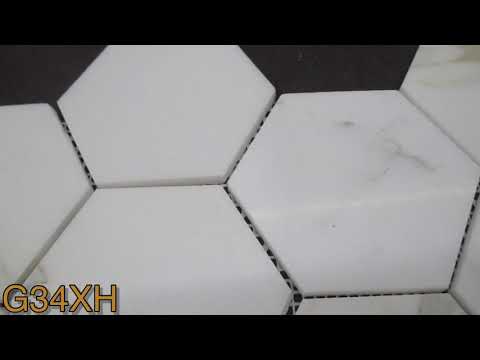 Marble Online - Calacatta Gold Marble 4 inch Hexagon Mosaic Tile Honed