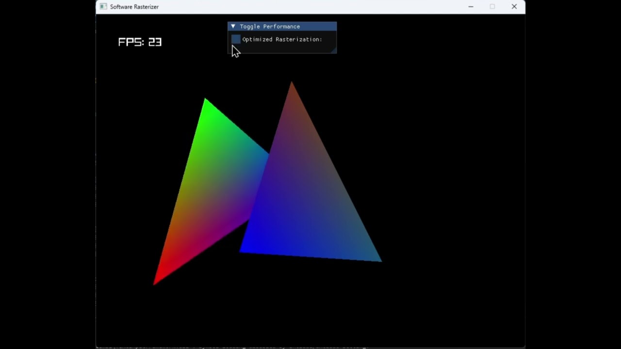 C++ Software Rasterizer: Edge Function Optimization & Performance Toggle Demo