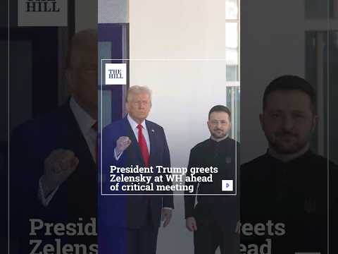 President Trump greets Ukrainian President Zelensky at White House ahead of critical meeting