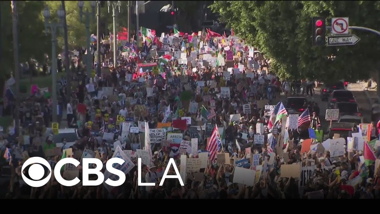 Peaceful protests devolve into clashes with police in downtown LA