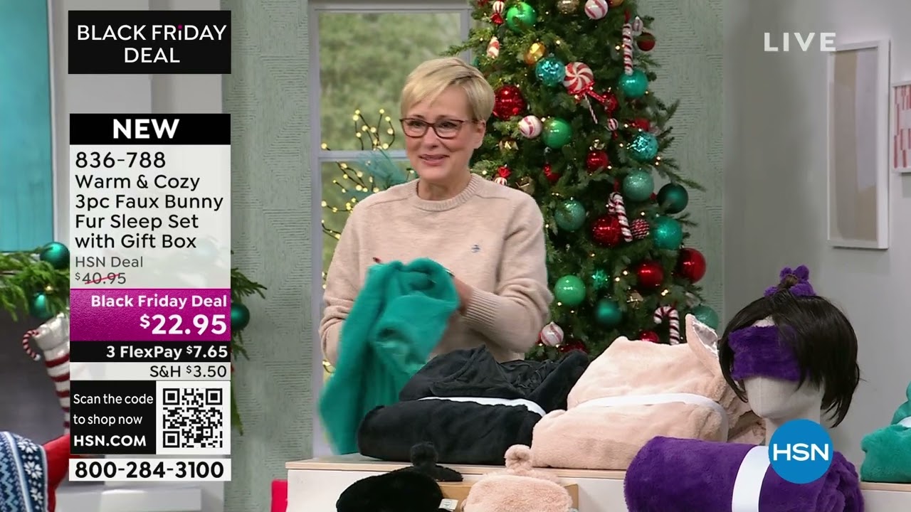 Warm   Cozy 3pc Faux Bunny Fur Sleep Set with Gift Box