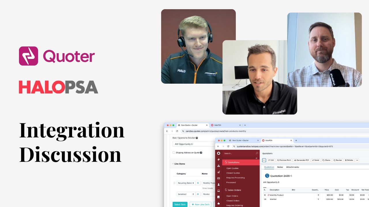 Quoter + HaloPSA: Integration Discussion / Demo