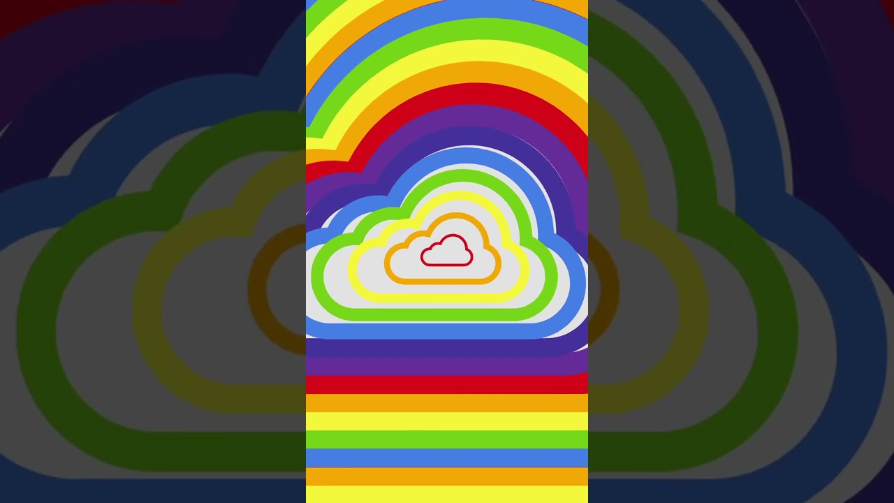 Rainbow Cloud Shape Tunnel Moving in the Sky Glowing Lights 4K video Trend Background