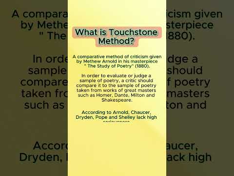 What is the touchstone Method? #english# criticism # Mathew Arnold # The study of Poetry