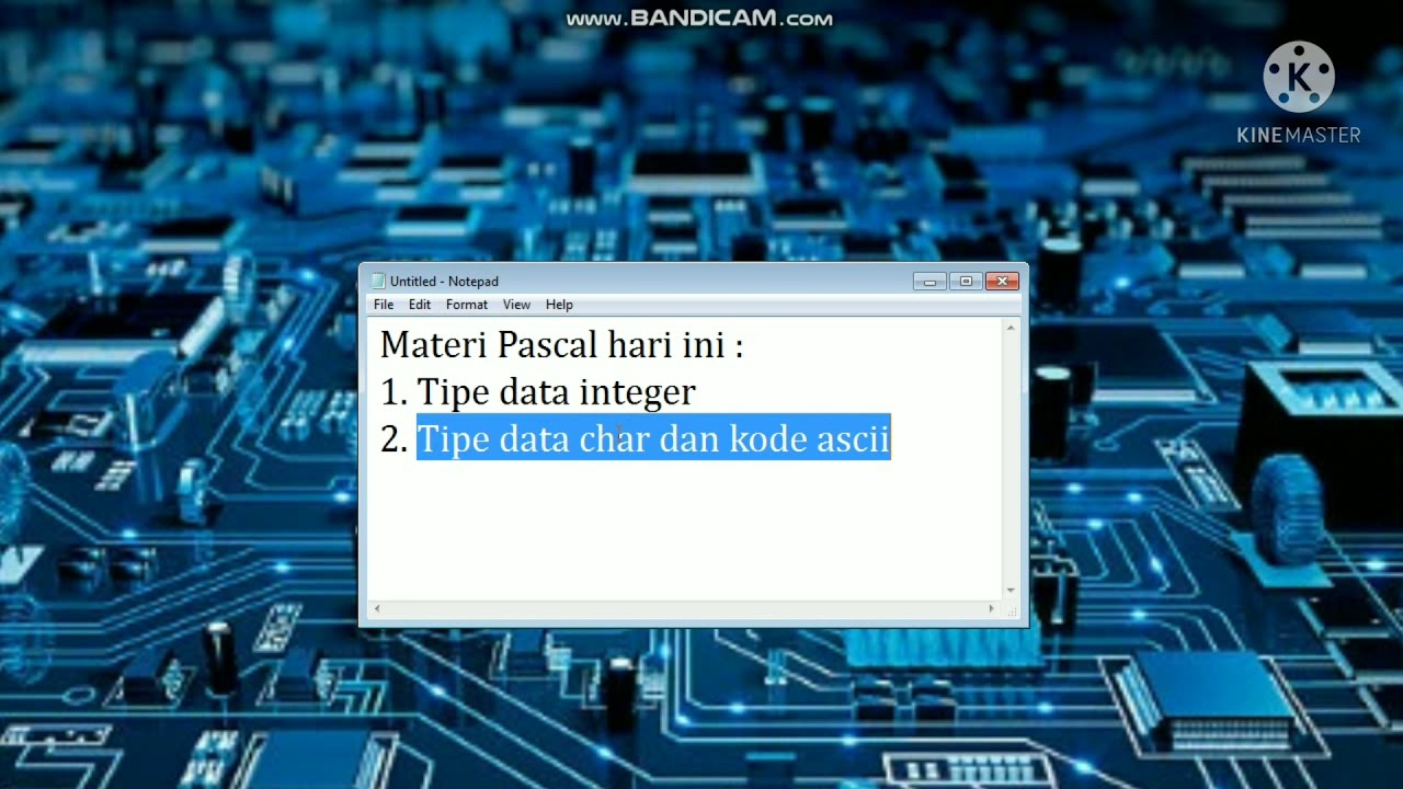 Tutorial Pascal part 6 tipe data integer dan char