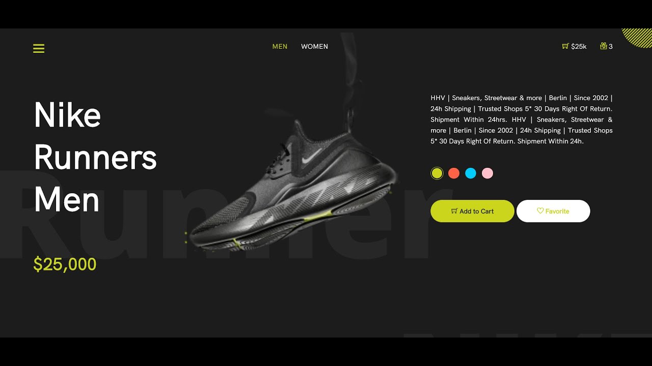 Ecommerce Product Page with HTML/CSS  (Nike Shoe Product Page)