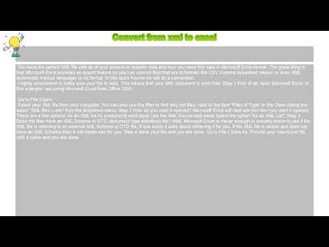 How to : Convert from xml to excel