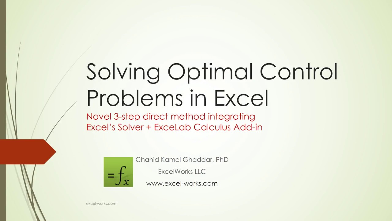 Direct Method for Optimal Control Problems with Excel Solver