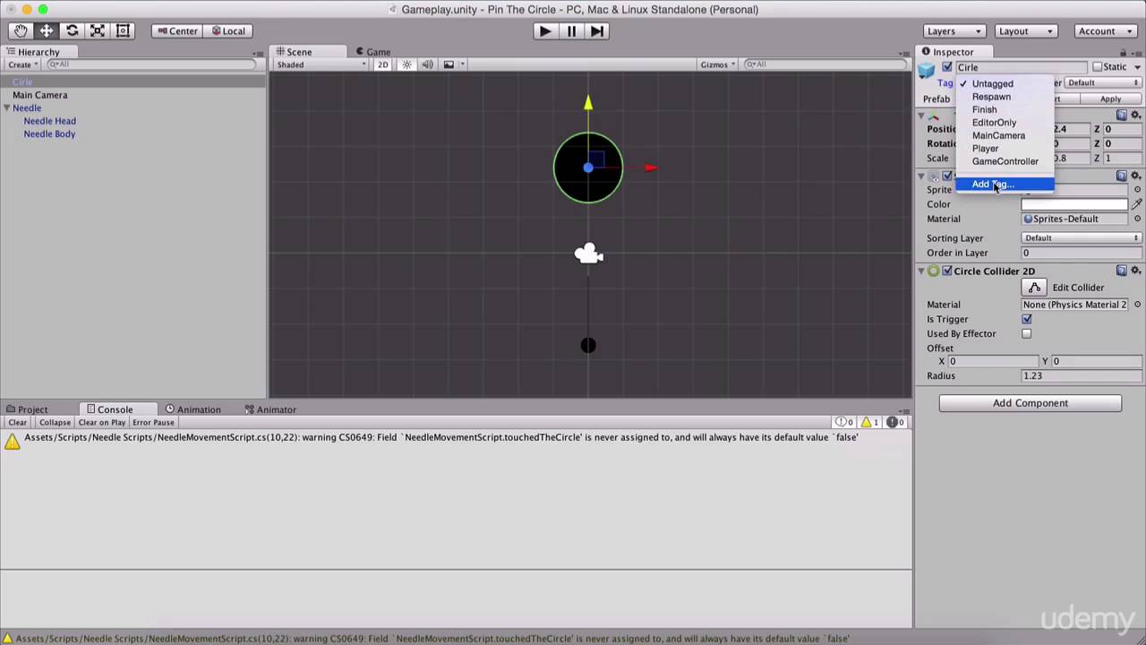 003 Detecting Collision Between The Needle And Cirle (Pin The Circle)