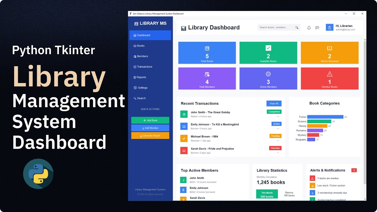 I Build a Modern Library Management System Dashboard with Python Tkinter