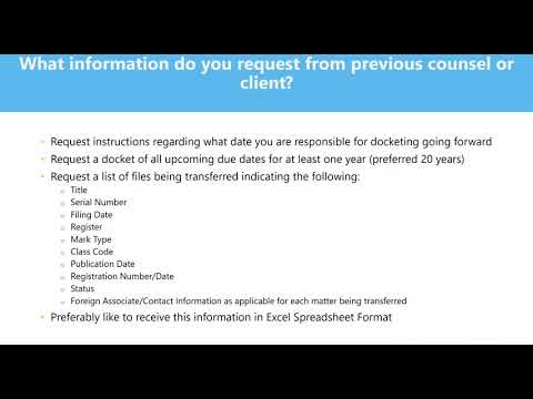 Docketing Excellence™ Webinar #24: Tips for Managing the Manual Entry of a Transferred TM Portfolio