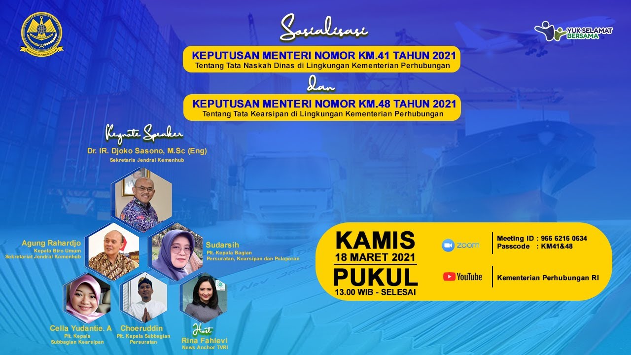 Sosialisasi Keputusan Menteri Perhubungan Nomor KM 41 & KM 48 tahun 2021