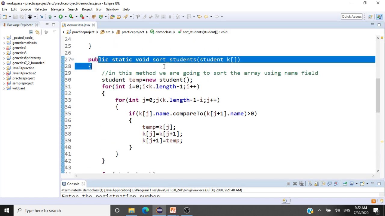 Java Programming - Sorting an Array of Objects in Java - Exercise - CSE1007
