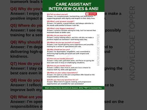 Care Assistant Interview Questions and Interview