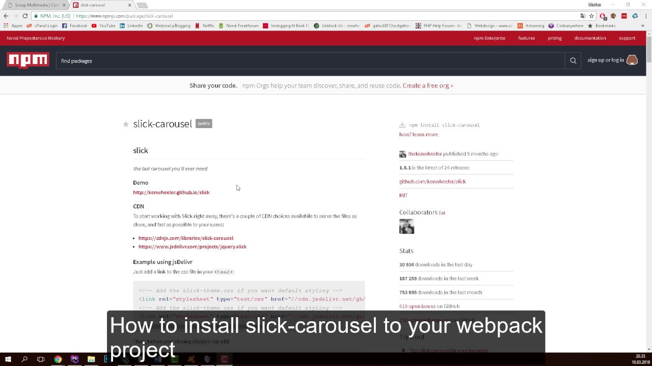 How to install Slick with Webpack/NPM (Outdated/Deprecated)