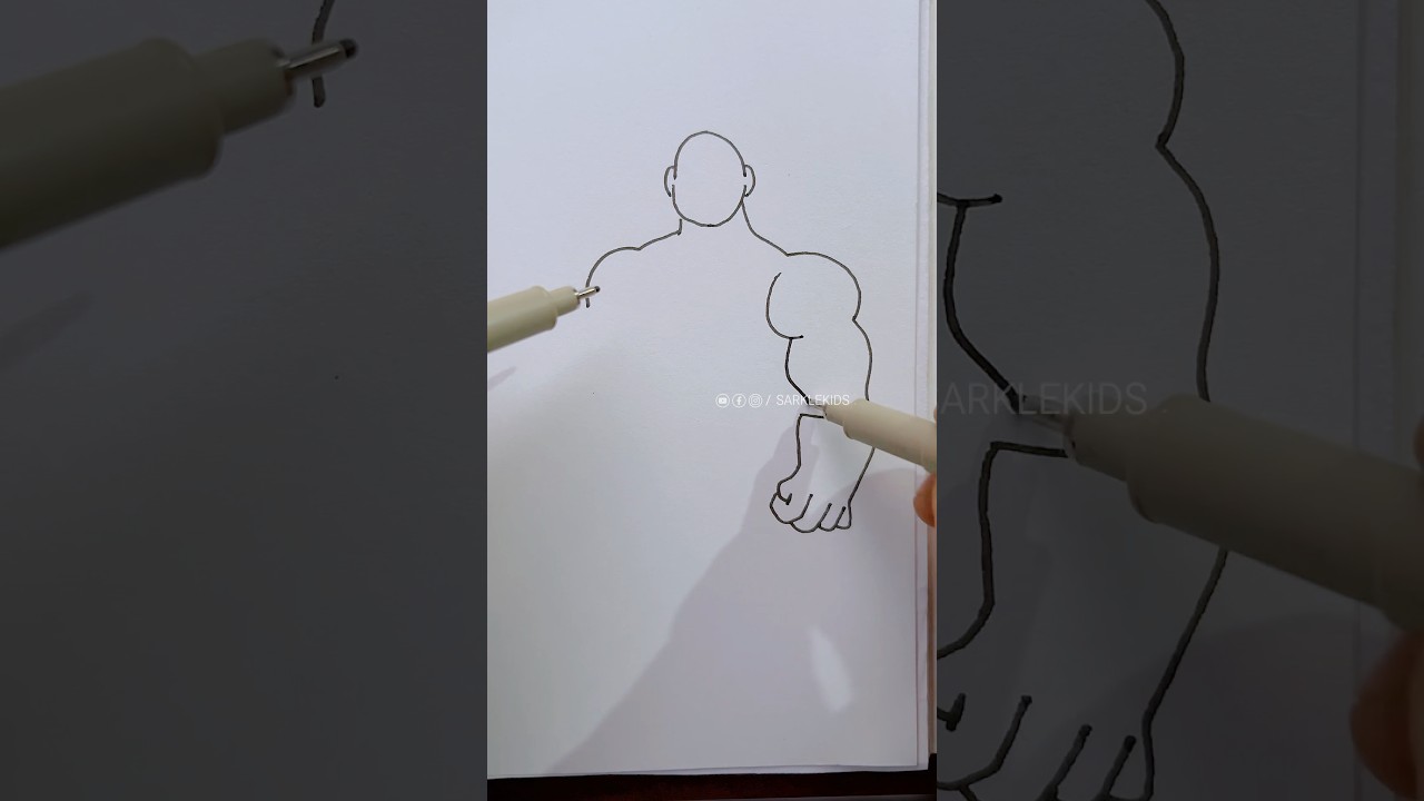 Muscular six pack body easy drawing