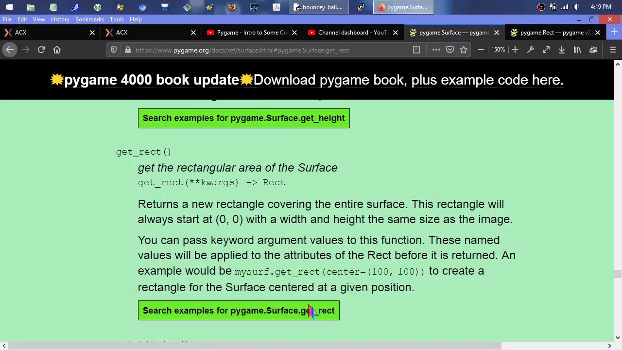 Pygame - Surface.get_rect()