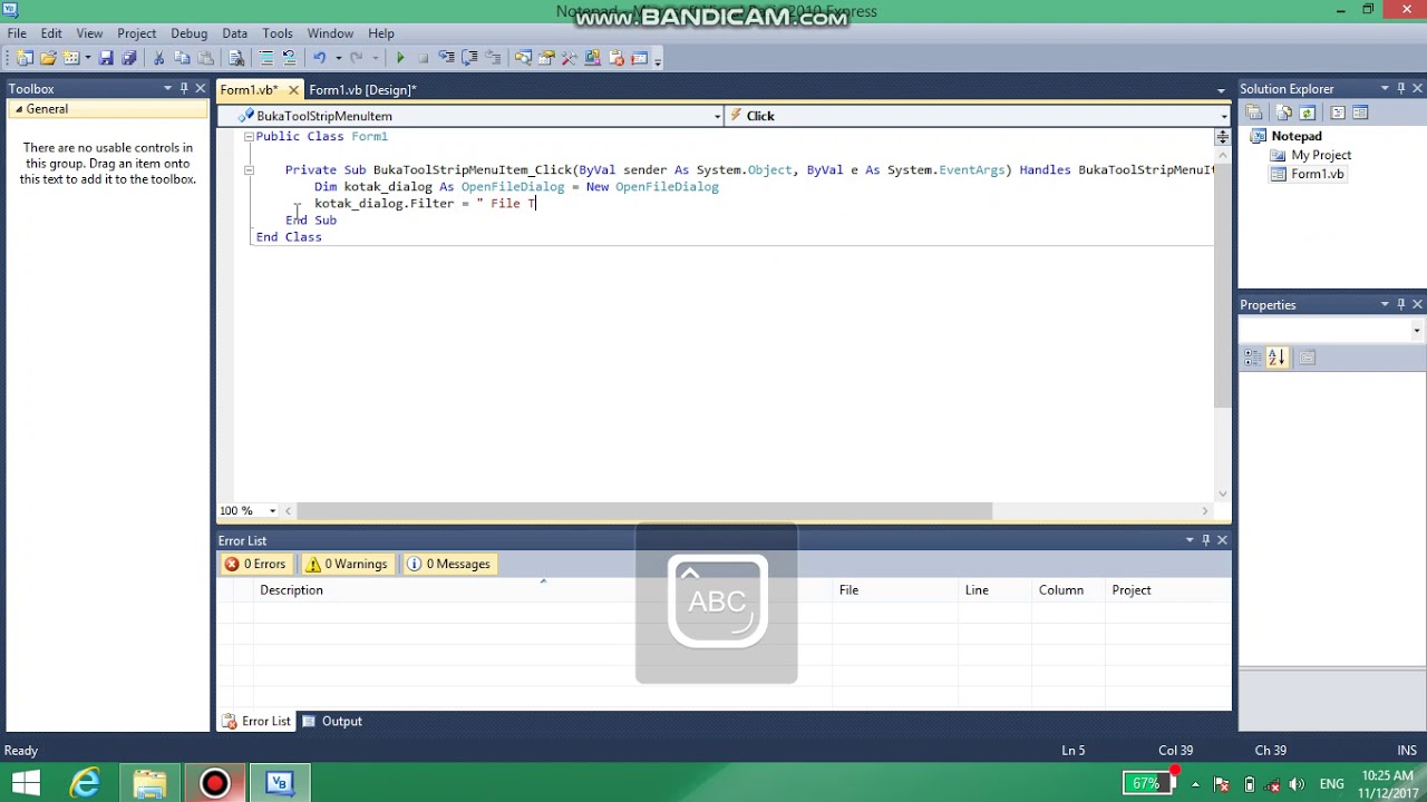 Cara Membuat Aplikasi Notepad Bagi Pemula dengan Visual Basic 2010