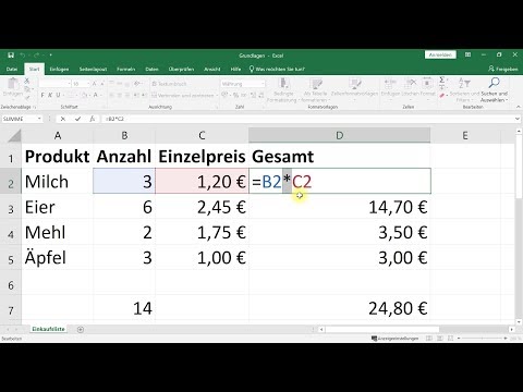 Excel Einstieg/Grundlagen: Rechnen, einfache Formeln, Summe – Excel-Tutorial
