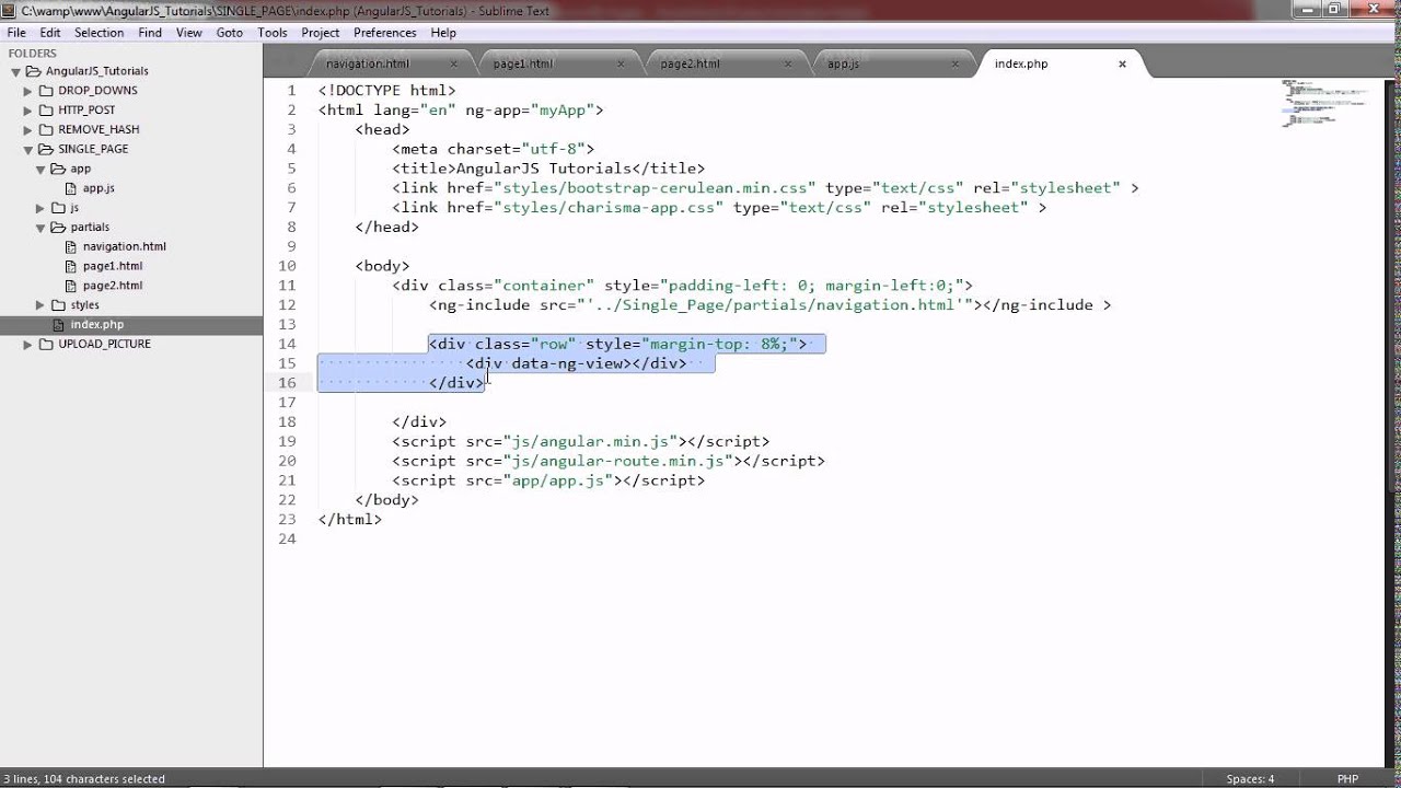 Angularjs : routing between pages