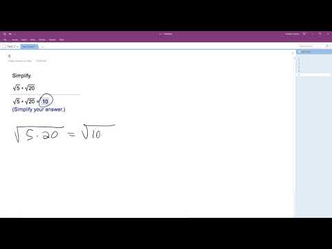 Simplify sqrt(5) * sqrt(20)
