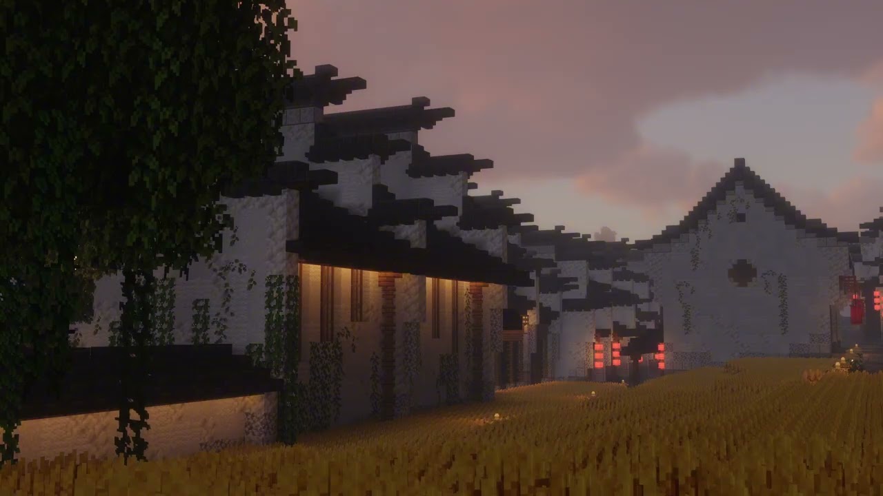 My Minecraft Jiangnan Town & Wheat Fields | 2K Wallpaper Ambience