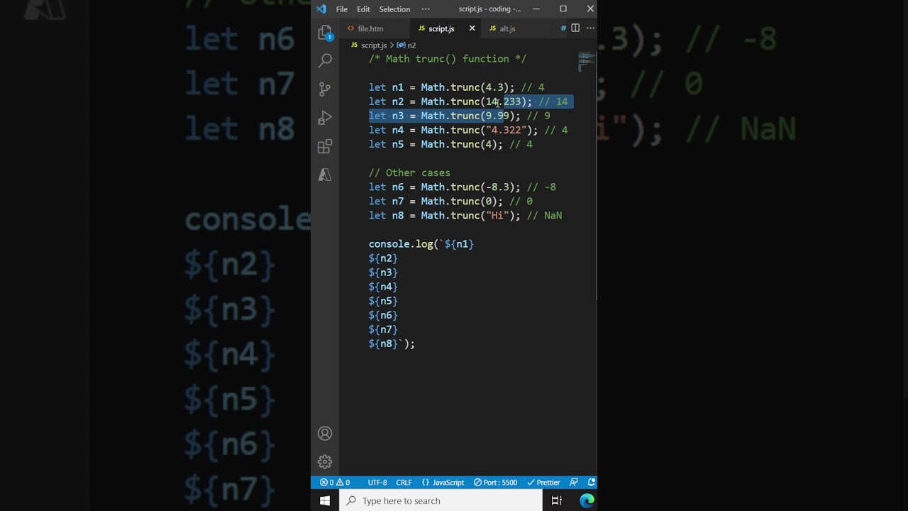 JavaScript Math trunc() method - JavaScript Tutorial for Beginners