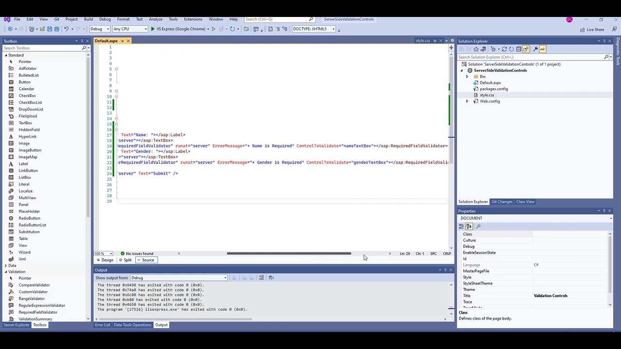 Validation Using Validation Controls