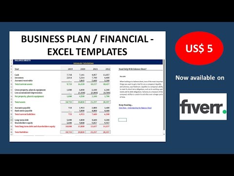 Excel Spreadsheet Templates for Startup Business Plans and Pitch Decks. Available on Fiverr.